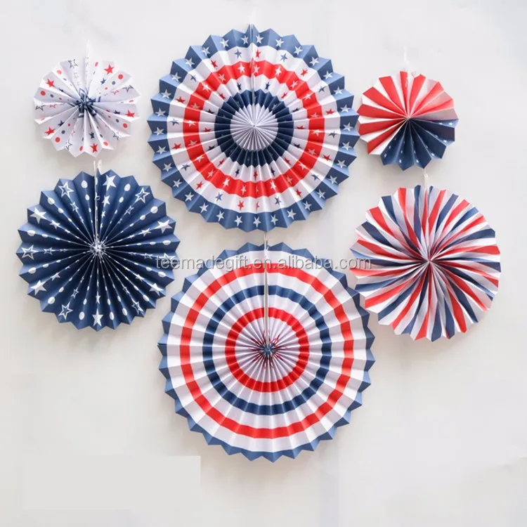 Paper Fans For 4th Of July Decorations Patriotic Party Decorations ...