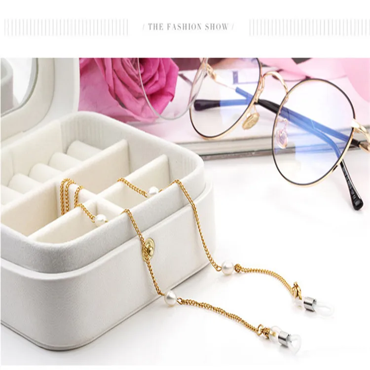 Handmade Custom High-end Glasses Hanging Chain Natural Pearl Stainless ...