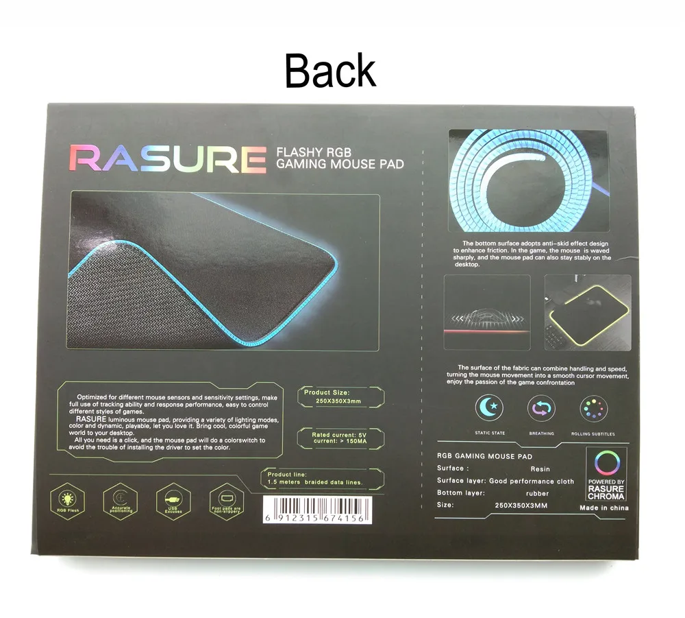 Rasure Flashing Lighting Mouse Pads,Rgb Blank Mouse Pads With Beautiful ...
