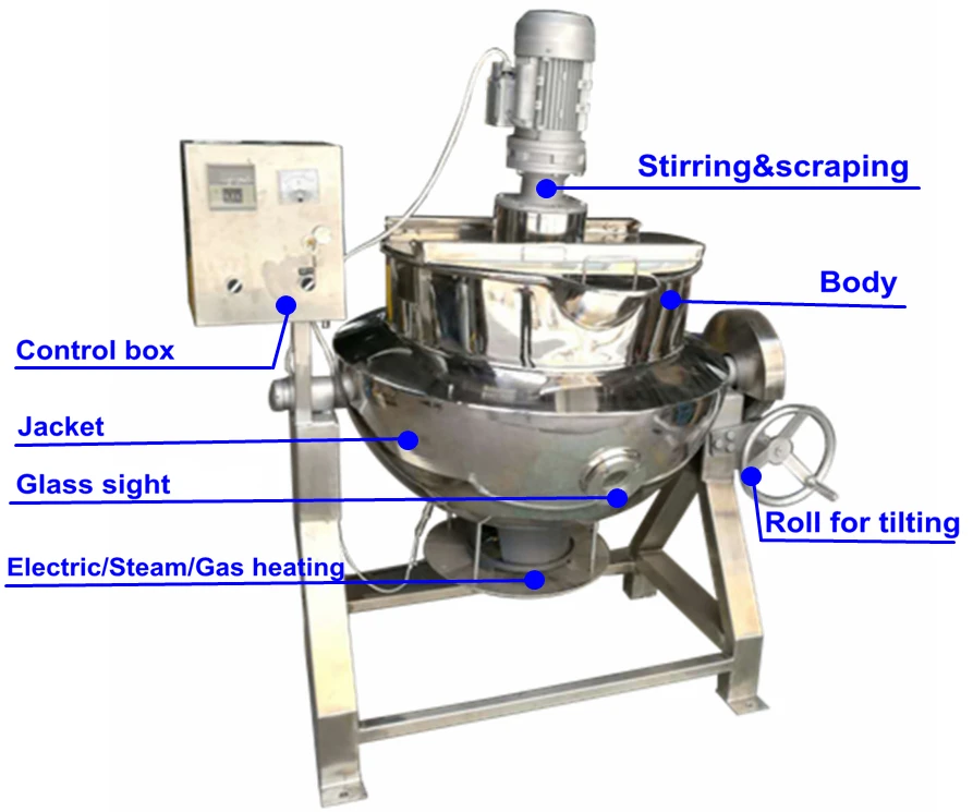 Industrial Food Jacketed Kettle Double Jacketed Heating Reactor Vessel ...