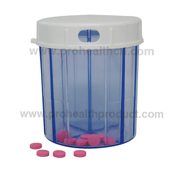 Plastic 4 Compartments Round Shape Vitamin Dispenser Pill Capsule ...