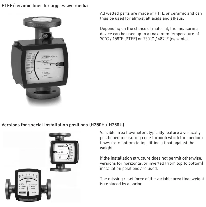 Krohne H250 Variable Area Flowmeters - Precision & Reliability