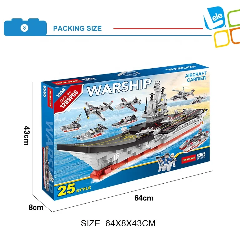Lele Brother Military Warship Assemble Bricks Aircraft Carrier Kids ...