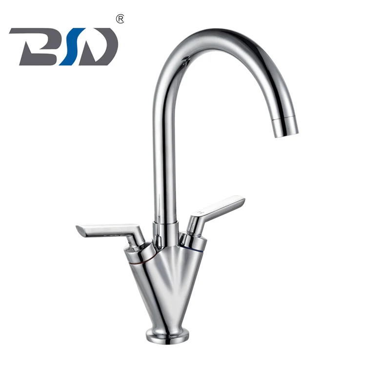 Double Lever Handle Goose Neck Chrome Plated Deck Mounted Good Quality ...