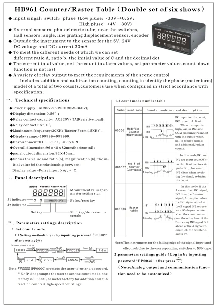 Double Set Display Pulse Counter Hb961 For Pull Wire Displacement ...