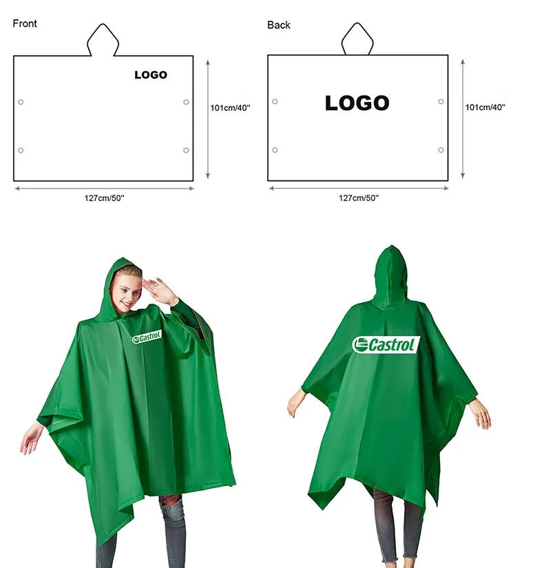 Custom Clear Plastic Rain Poncho With Logo Thick Waterproof Long Pvc Eva Square Ponchos Long ...