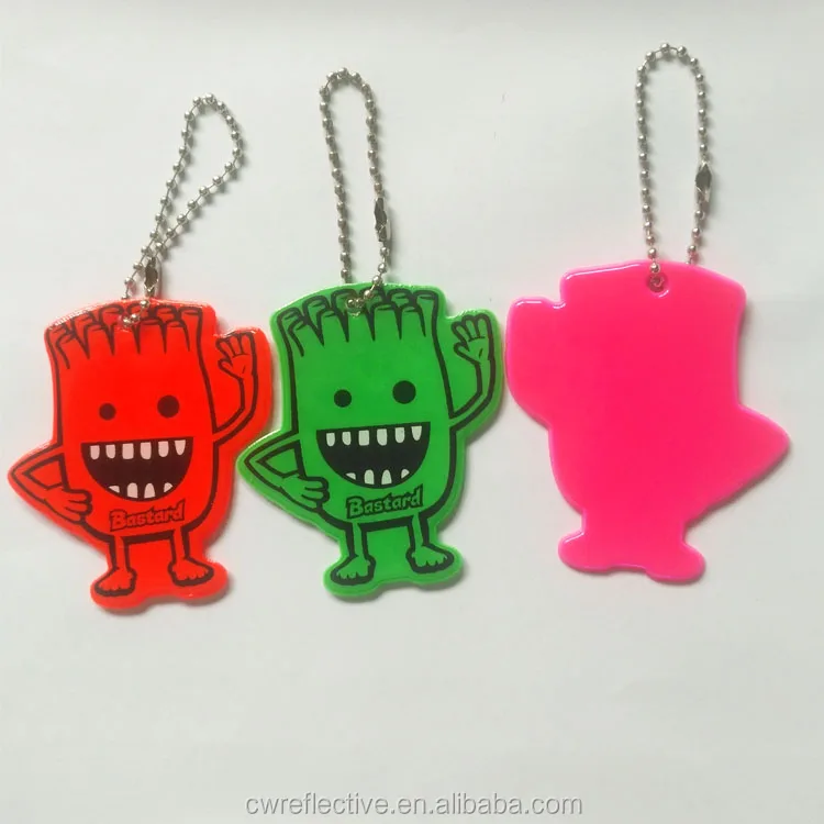 Custom Shape High Visibility Pvc Reflective Keychain Reflector Keyring ...