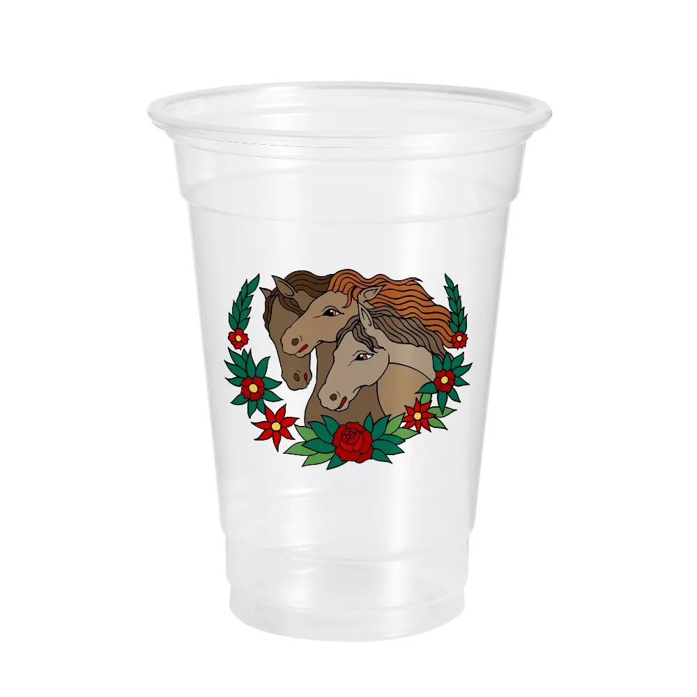 16oz Custom Logo Printed Plastic PET Cup - Disposable