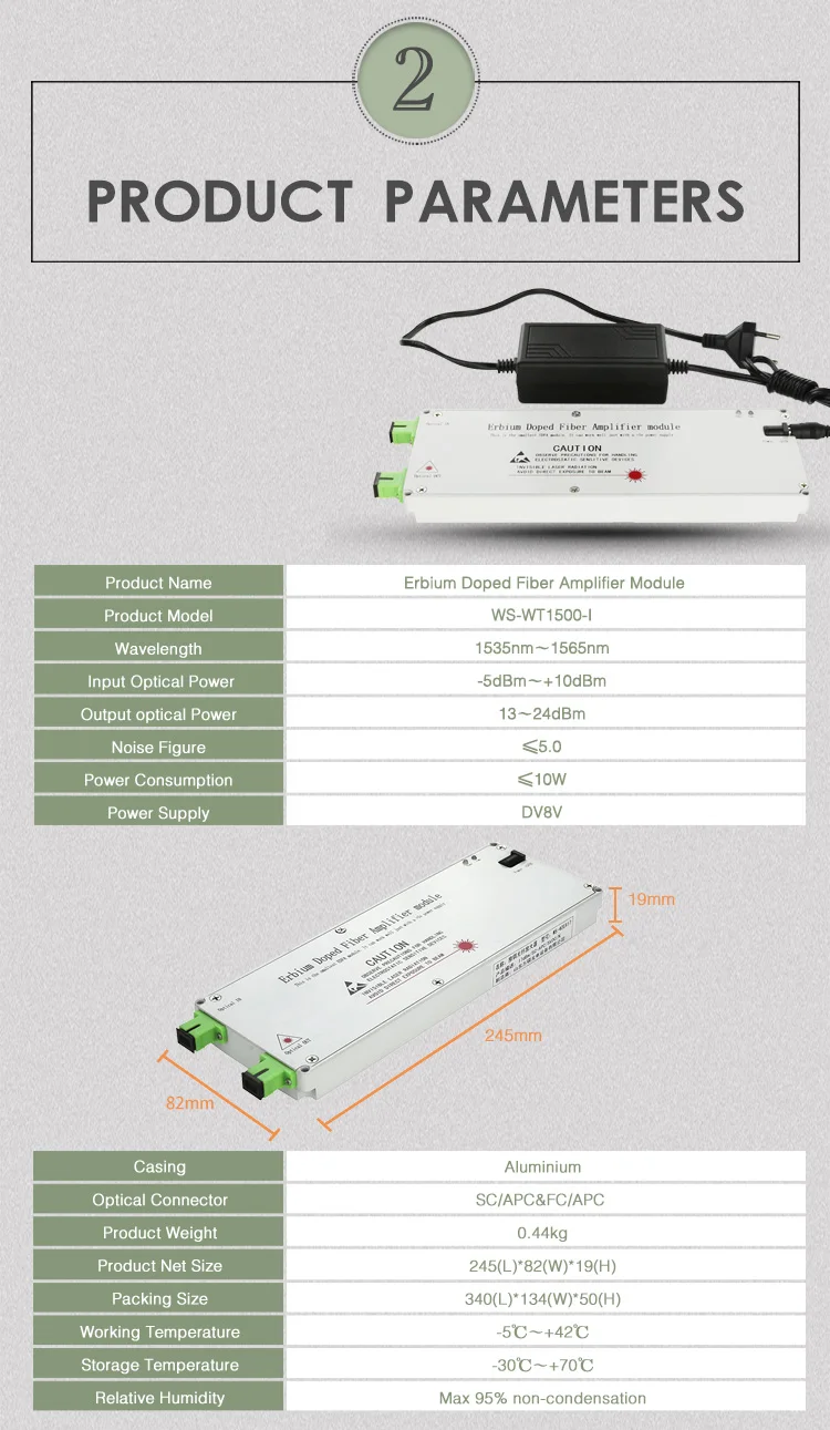 1550nm FTTH Optical Fiber Combiner Mini EDFA Amplifier