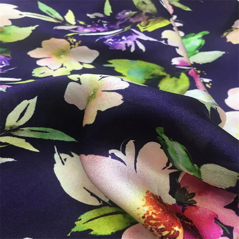 Lily Flower Pattern Silk Satin Digital Printing Fabric - Buy Silk Satin ...