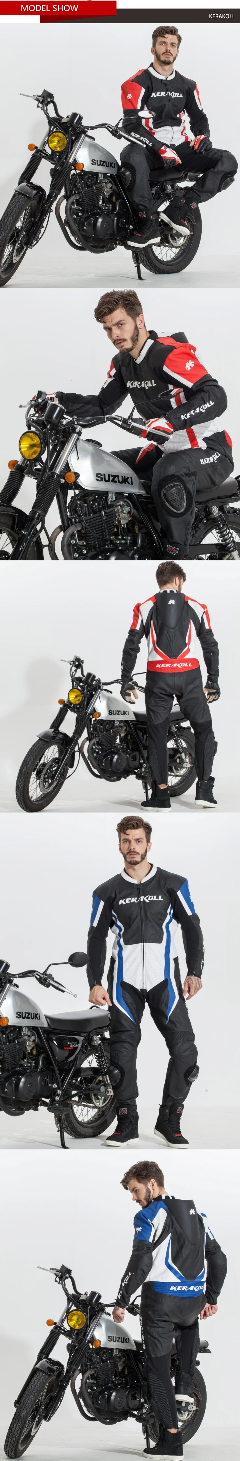 Kerakoll One-piece Leather Motorcycle Suit Genuine Cowhide Moto Road ...
