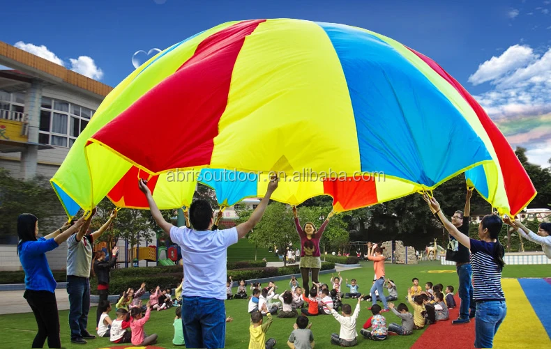 Abris Dia.3m Kids Play Parachute With 8 Handle,Rainbow Parachute For ...