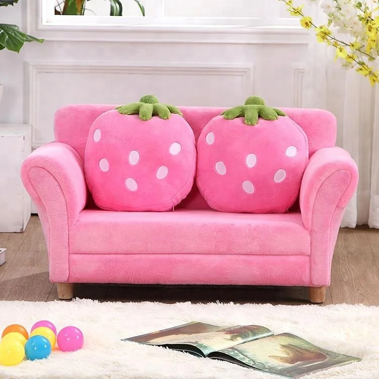 Children Strawberry Coral Fleece Double Sofa - Buy Strawberry Sofa Kids ...