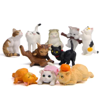 10pcs Cute Cat Action Figures Toys Pvc Cartoon Animal Mini Cat Doll ...