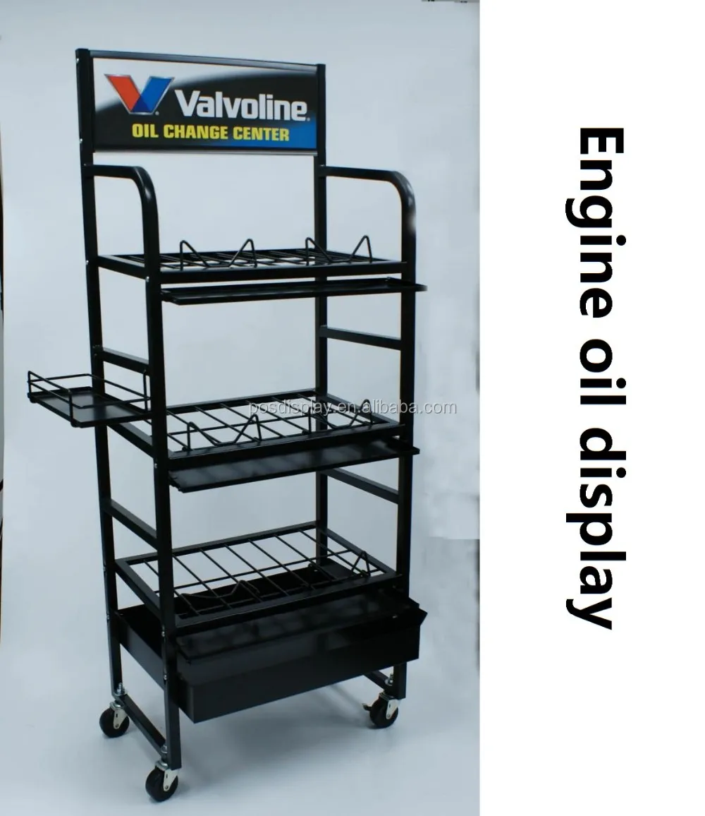 Custom Metal Rack Display Stand for Motor Engine Oil Drum