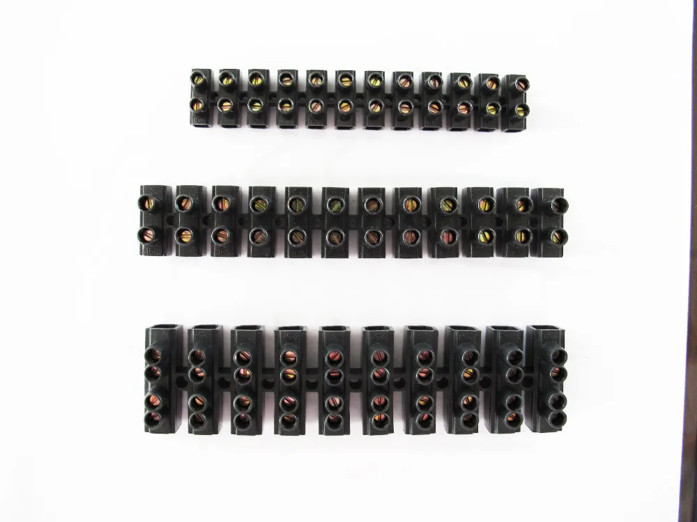 Double Line Terminal /pe Terminal Block/black Terminal - Buy 10-way ...