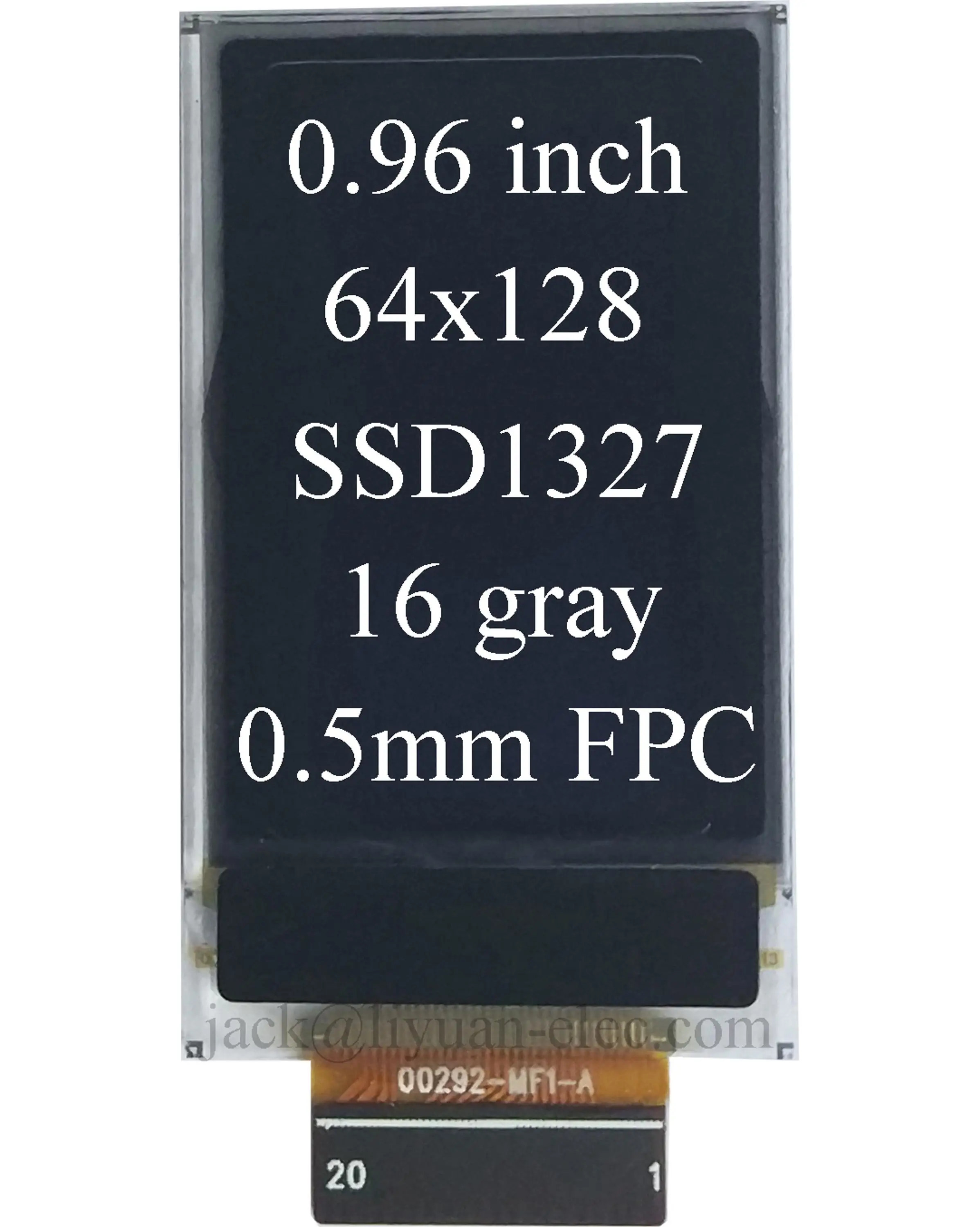 0.96'' Inch 64x128 64*128 White Ssd1327 Gray Scale Fpc 0.5mm Pitch Mono ...