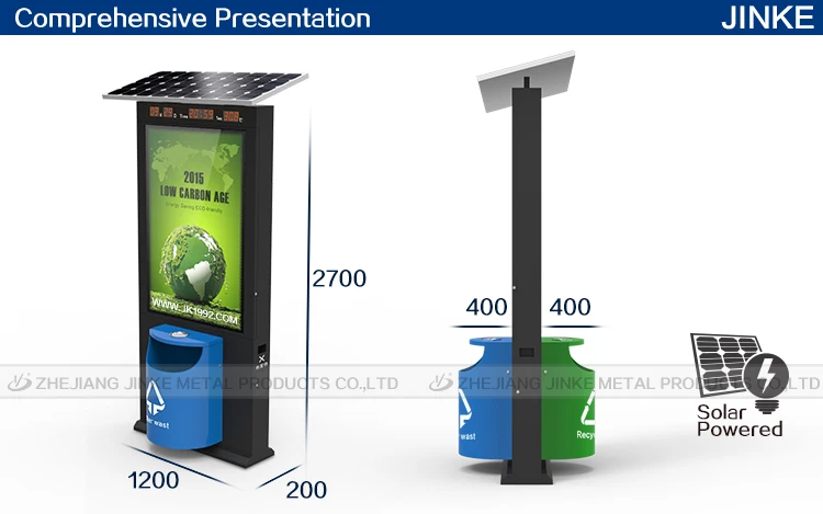 Large Solar Powered Garbage Cans Trash Bin Container - Buy Solar ...