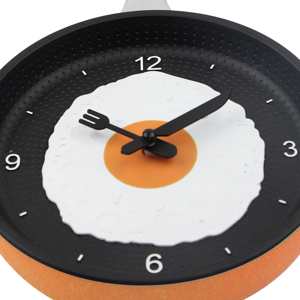 Lovely Design Fried Pan Clock Plastic Kitchen Wall Clock For Home ...