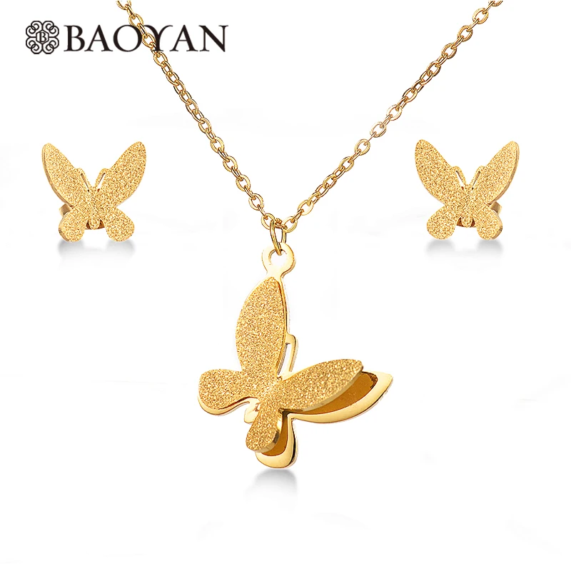 Baoyan Wholesale 18k Gold Plated Stainless Steel Butterfly Bridal ... Baoyan Wholesale 18k Gold Plated Stainless Steel Butterfly Bridal ...