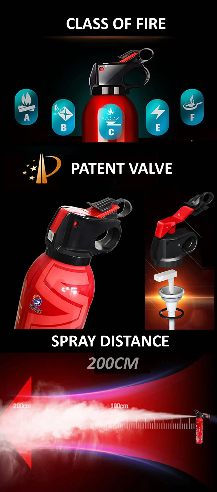 500g Small Fire Extinguisher for Car - GT Brand Safety