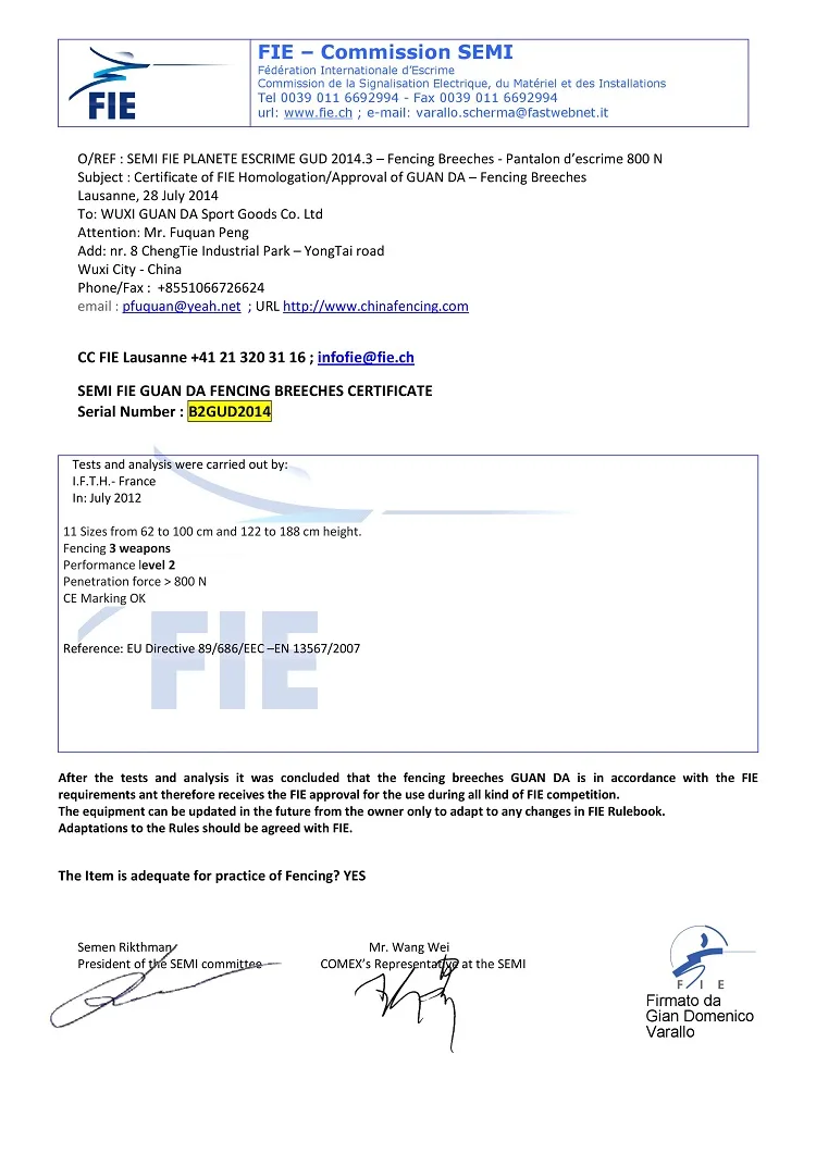 Guanda Fie Fencing Underplastron 800n - Buy Fie,Fencing Underplastron ...