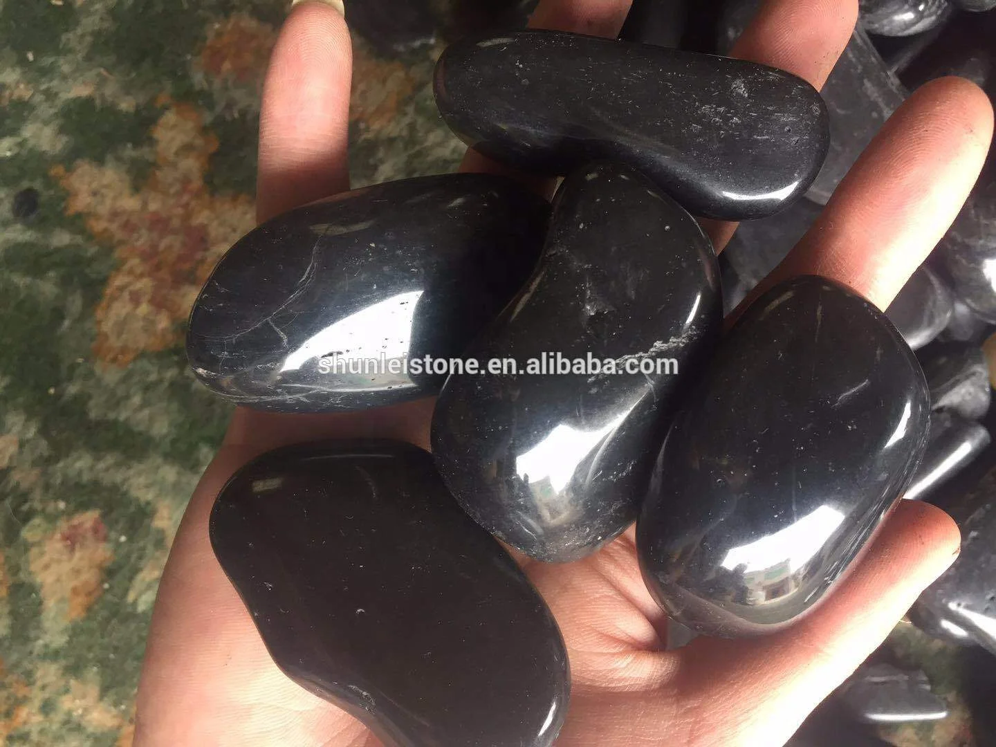 Polished Black River Rocks - Natural Pebbles for Decor