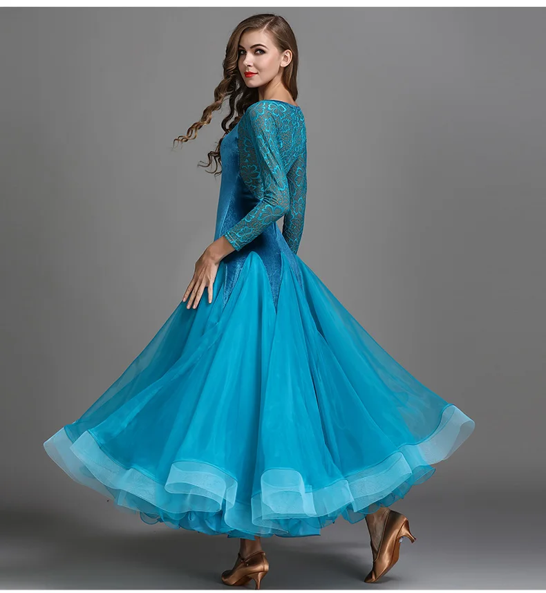 Long Ballroom Dancing Dress Waltzing Tango Velvet Dancing Dress ...