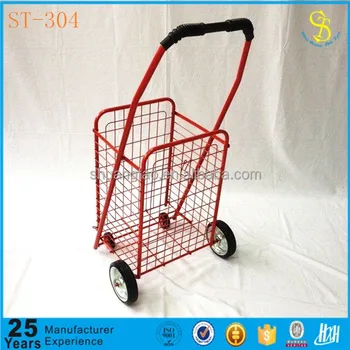Metal Wire Basket Carts With 4 Wheels,Folding Shopping Trolley - Buy ...