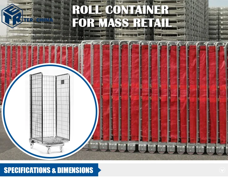 720x805 Security Metal Rolltainer Roll Cage with 5 Shelves