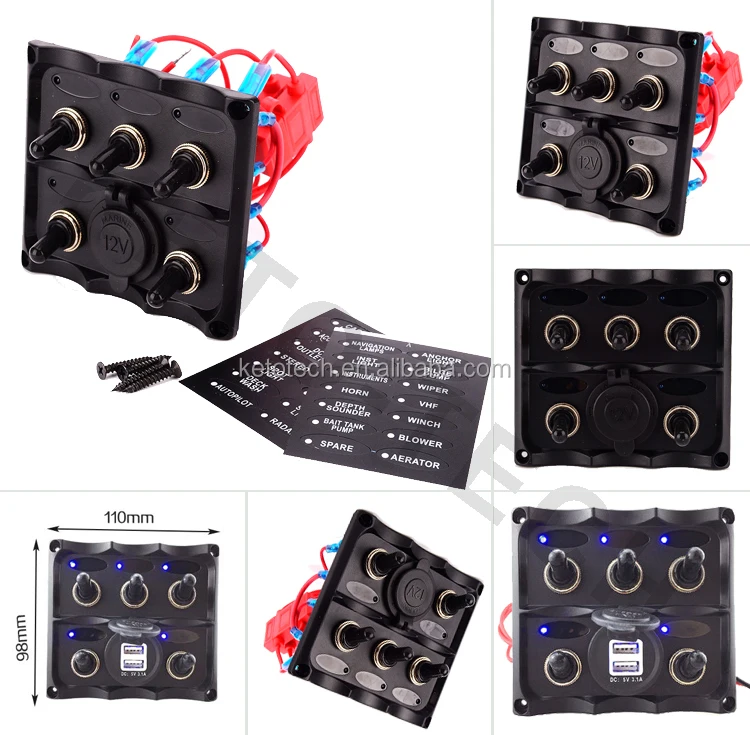 4 Way Toggle Switch Panel With Indicator Light For Yacht Car - Buy 4 ...