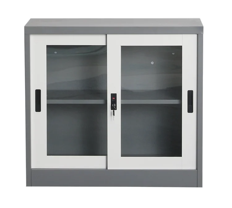 Sliding Glass Door Short File Cabinet With Safe Lock Metal Display Book ...