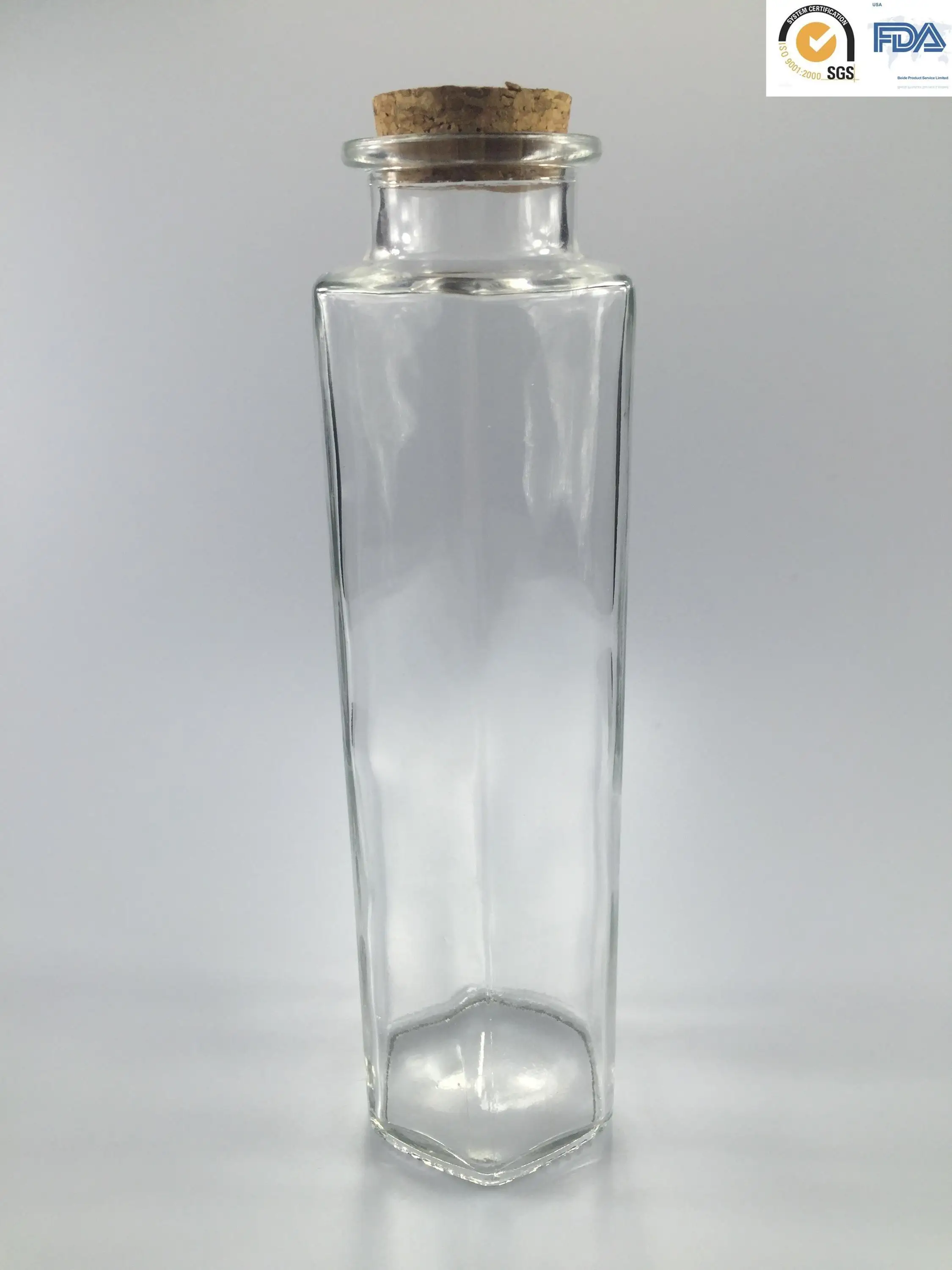 Cylinder Glass Bottle With Cork Cap Beverage Bottle With Wooden Cork ...