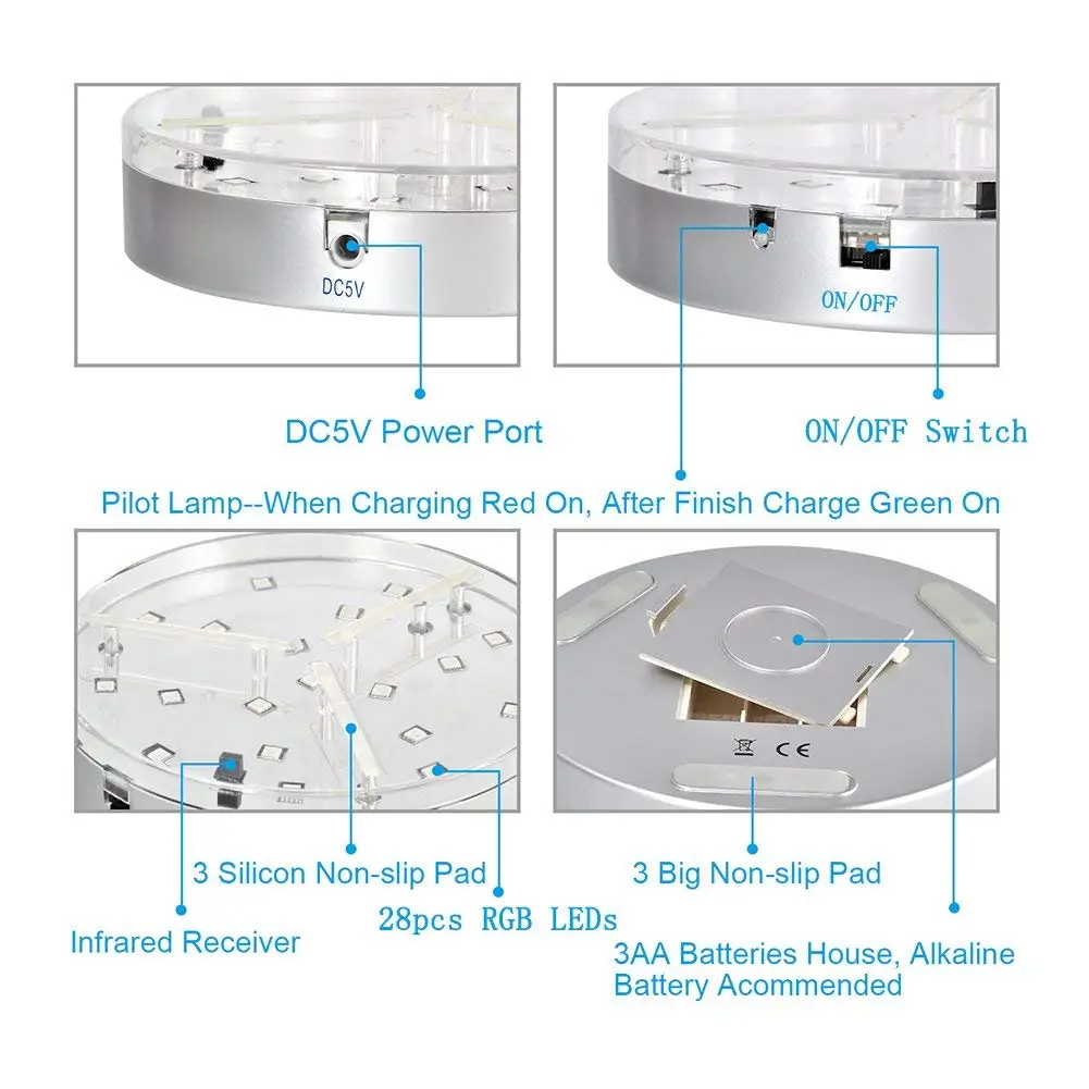 Kitosun 8inch Rechargeable under Table LED Lights for Events