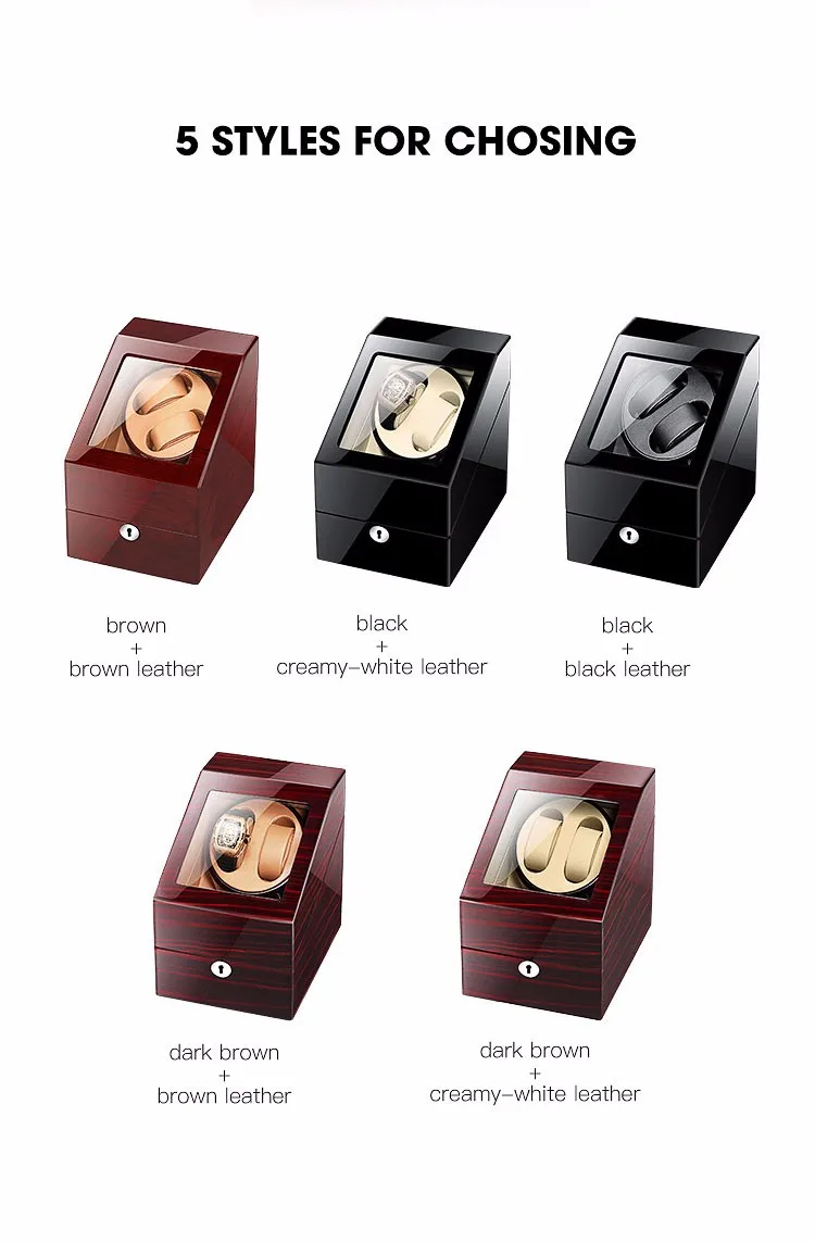 Automatic Wooden Watch Winder Box for 5 Watches - OEM Available