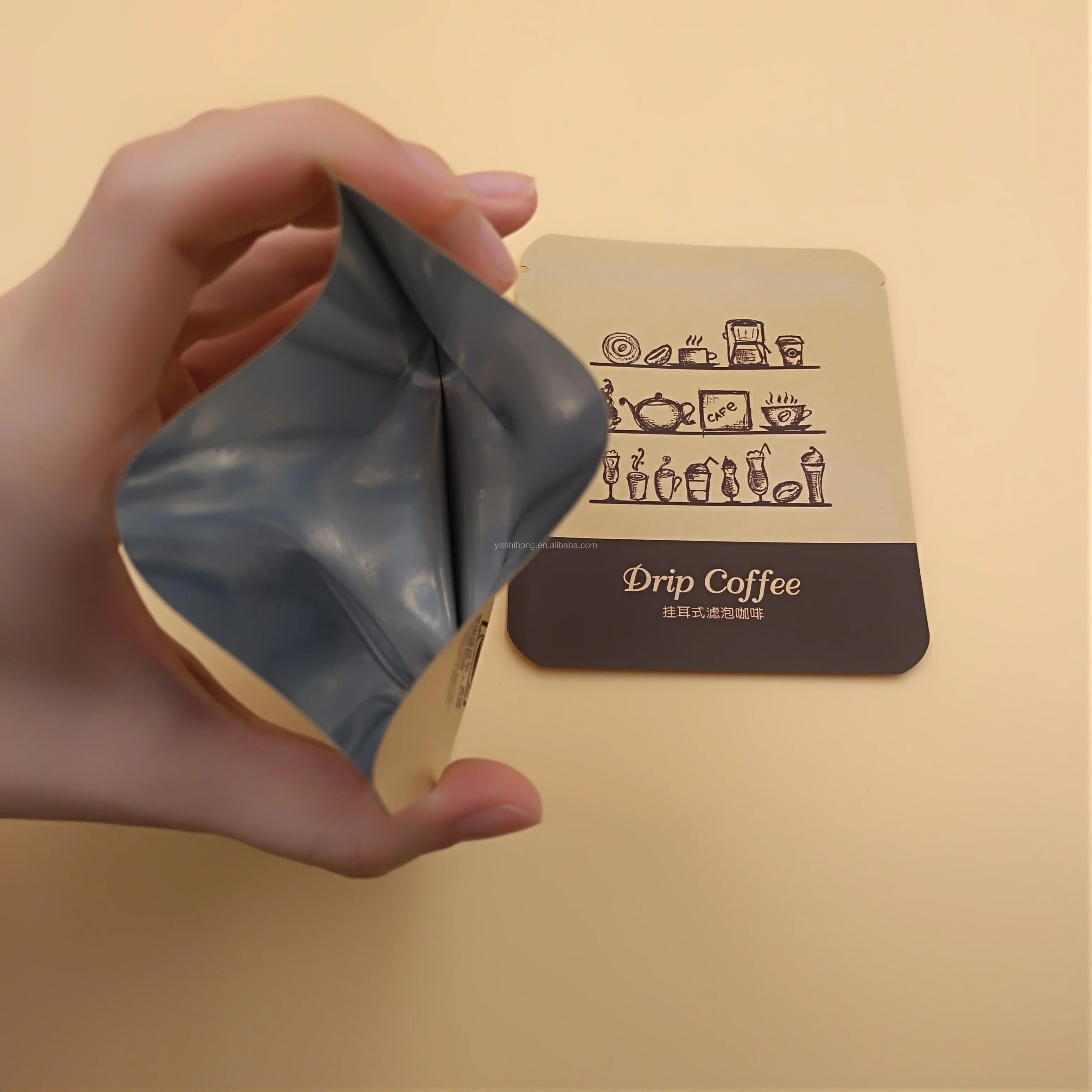 Three Side Sealed Flat Paper Coffee Pouch One Pack Drip Coffee Filter ...