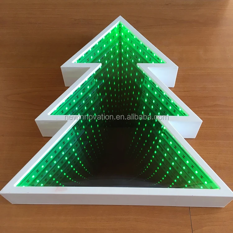 68l Green Led Infinite Light Mirror Christmas Tree For Christmas ...