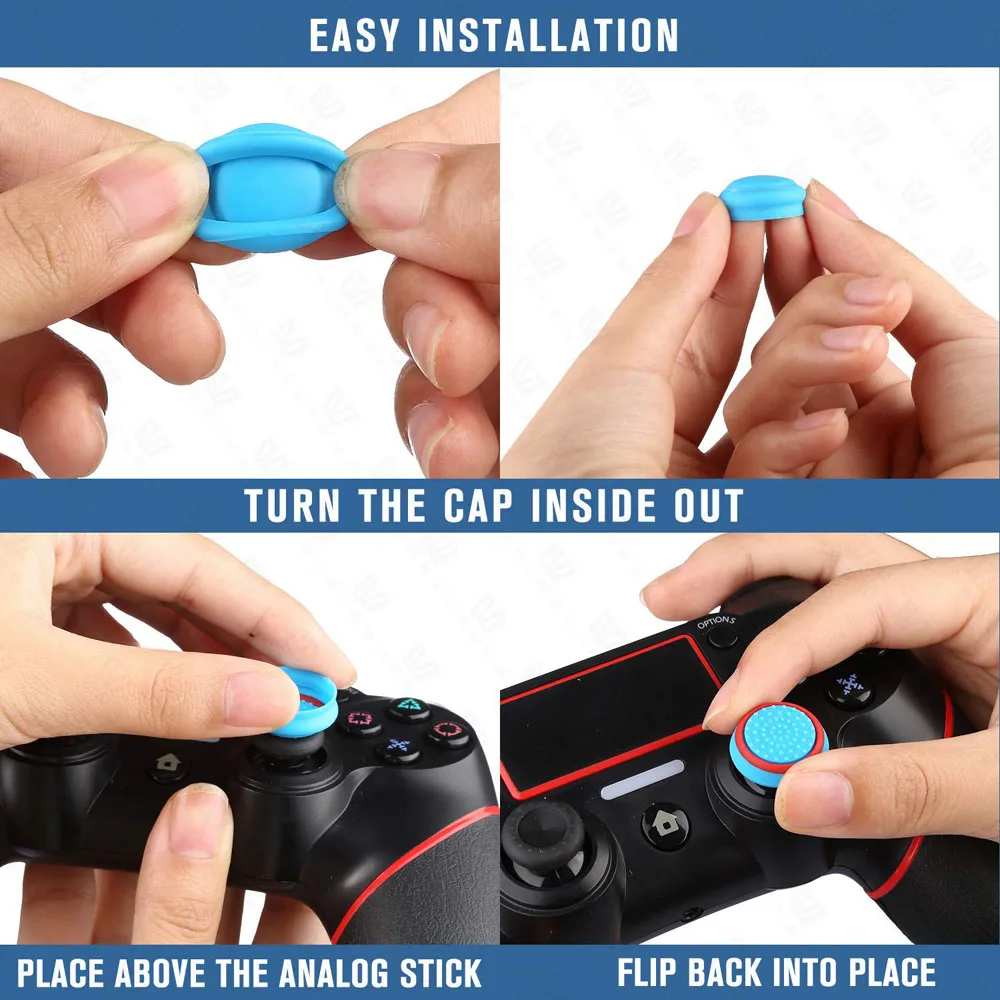 Silicone Thumb Stick Grip For Ps4 Ps3 Ps2 Xbox One 360 Controller ...
