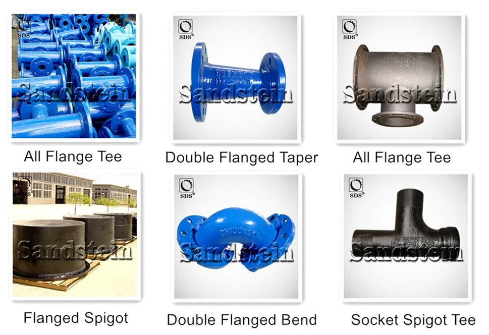 Ductile Iron Double Socket Level Invert Tee with Flange