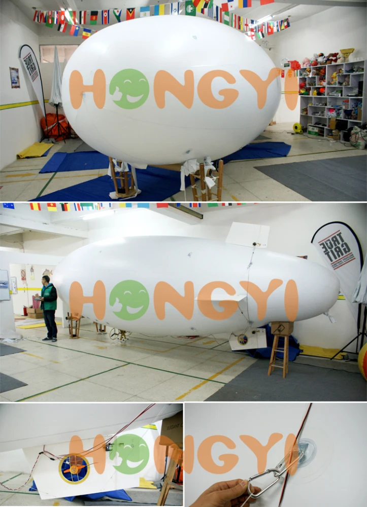Giant White Remote Controlled Blimp - Non-Toxic Floating Advertising