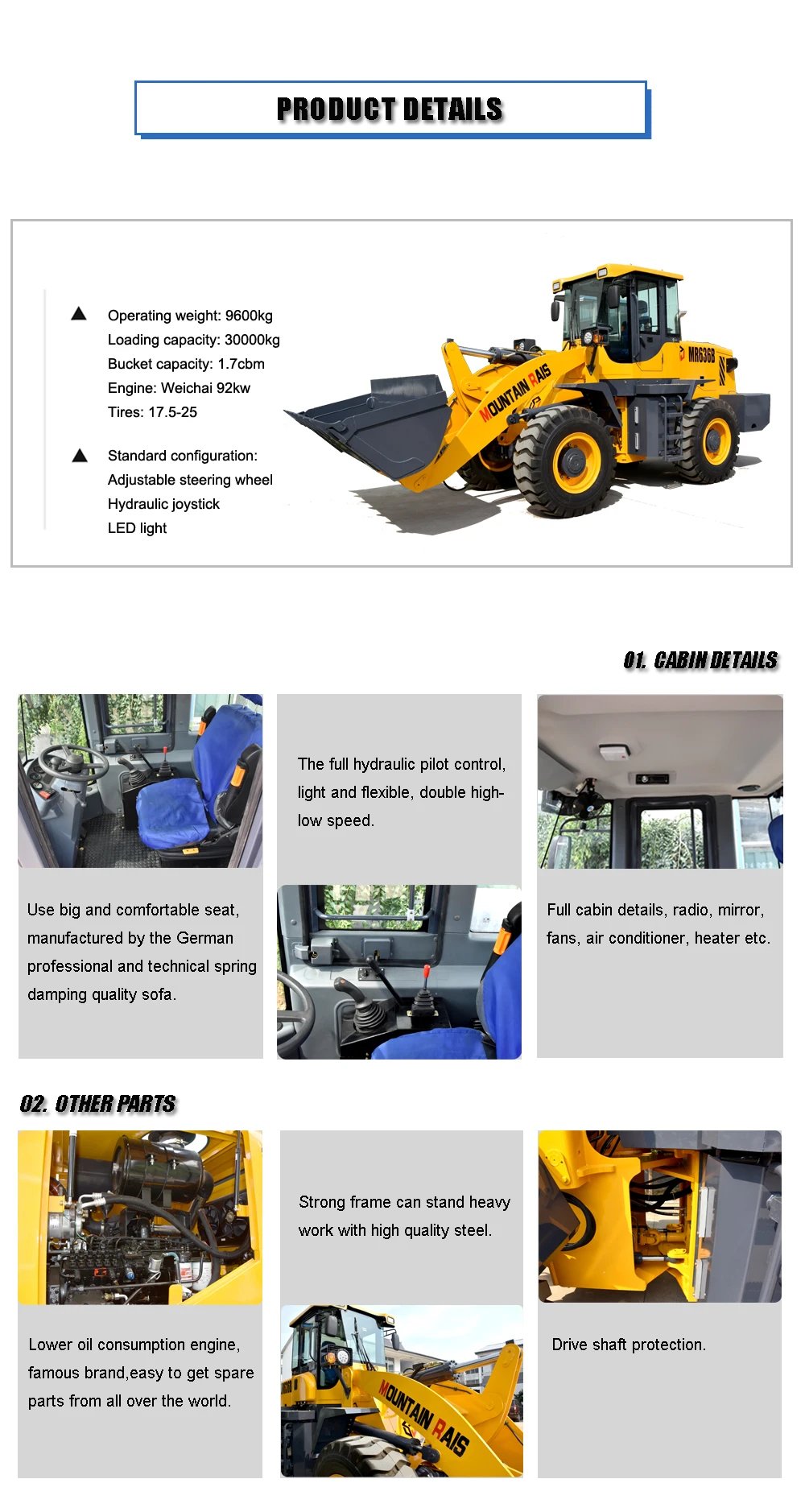 Manufacturer Heavy Equipment 836 Mini Payloader Machine, 1.7m³ Bucket ...