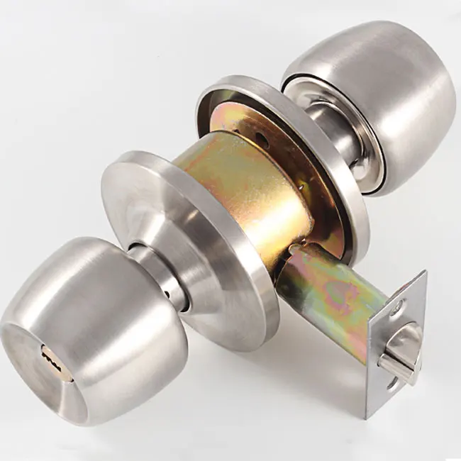 Cylindrical Knob Door Lock Set Satin Stainless Steel Bedroom Door Knob ...