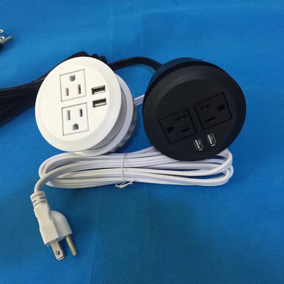 Approved Us Power Mini Round Table Mount Socket With Usb Charging ...