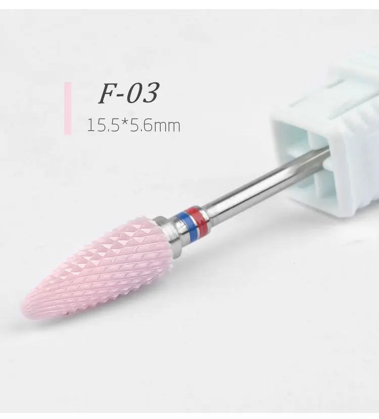 Bullet Shape Pink Ceramic Nail Drill Bits Callus Removing Manicure ...