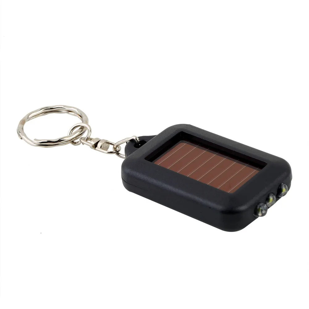 Mini Solar Power Rechargeable Key Chain Light 3 Led Flashlight Keychain ...