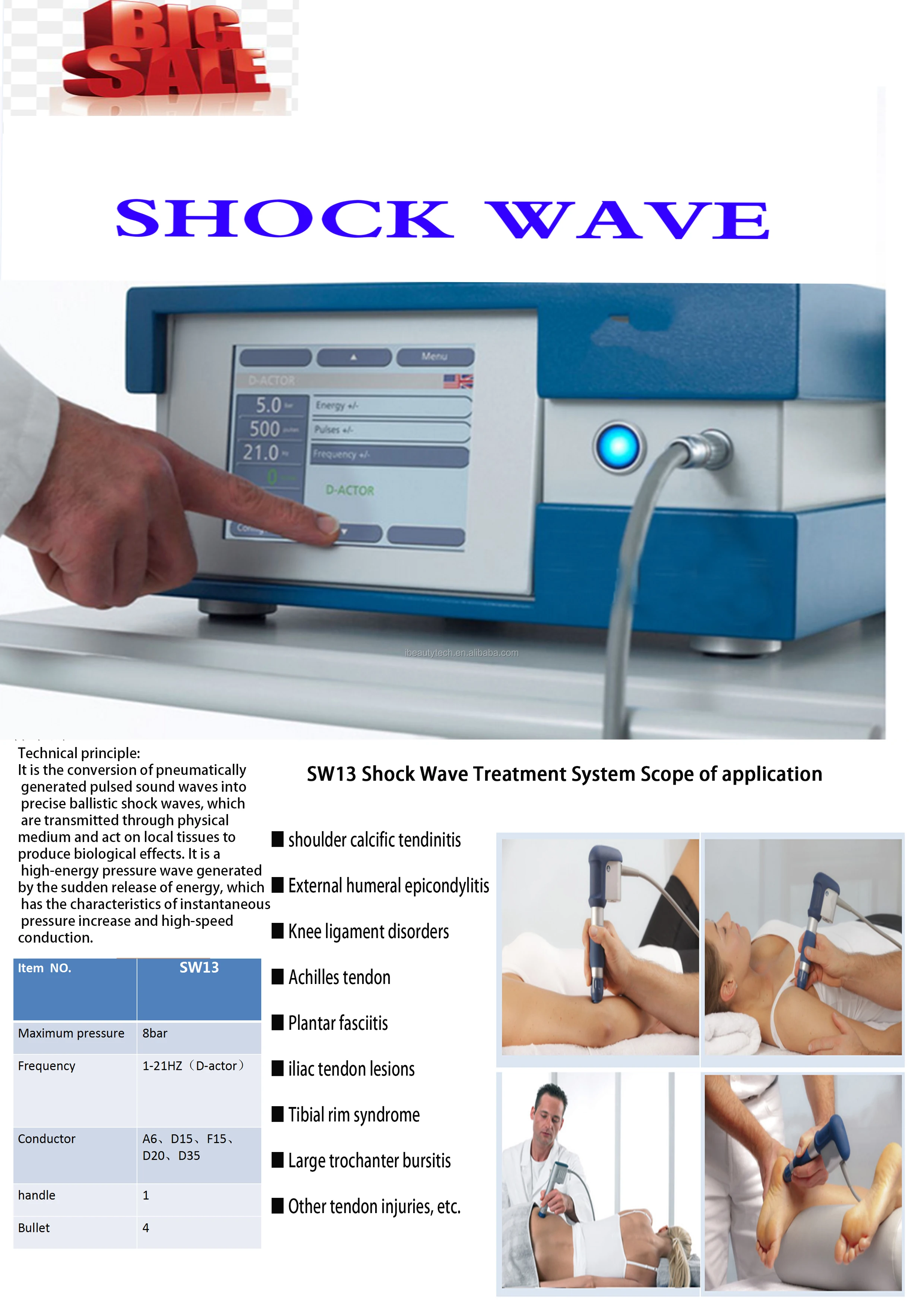 Sw13 Joint Pain Relief Professional Shockwave Therapy Machine - Buy ...