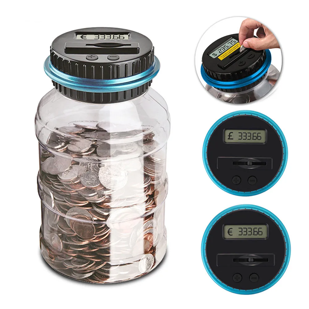Led Display Electronic Coin Counting Money Bank Jar Shape Electronic ...