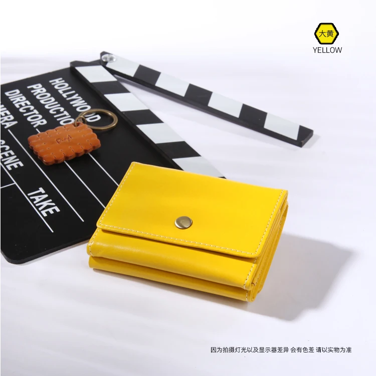 Best Real Yellow Mens Leather Wallet Card Holder Women Slim Wallet 5021 ...