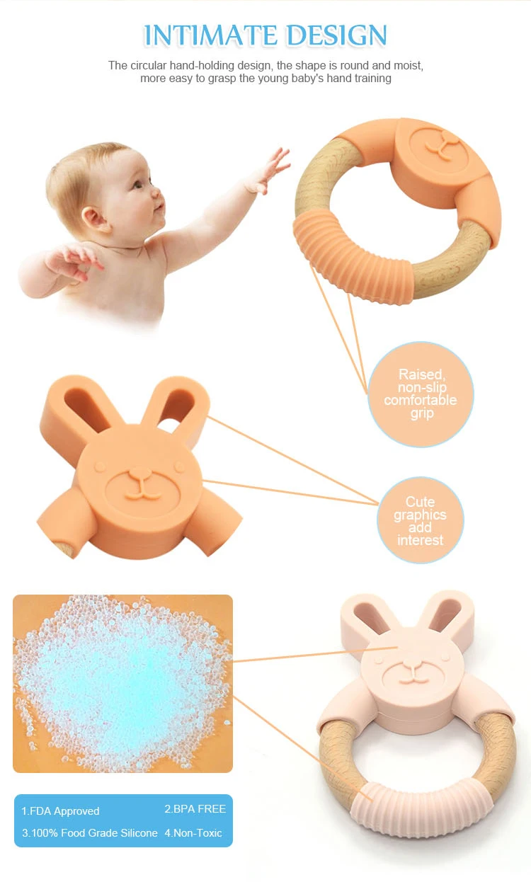 New Arrival Funny Teething Toys Silicone And Wood Baby Teether - Buy ...