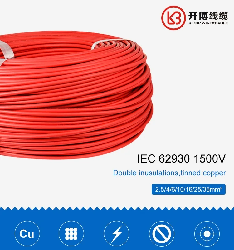 Iec 62930 1500vdc 2.5mm 4mm 6mm 10mm Kibor Cable Solar Extension Cable ...
